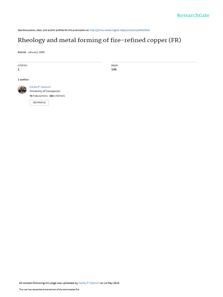 Rheology and Metal Forming of Fire-Refined Copper | PDF | Ductility ...