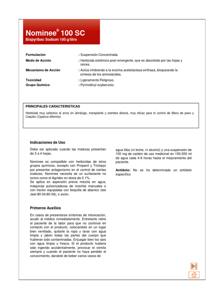 Ficha Nominee 100 SC | PDF | Agua | Herbicida