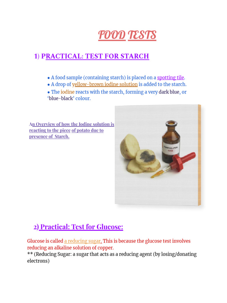 Practicals- Food Tests (1) | PDF | Sucrose | Chemical Compounds