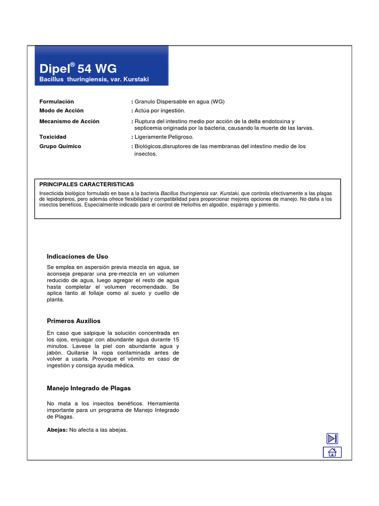 Ficha Dipel 54 WG | Descargar gratis PDF | Agua