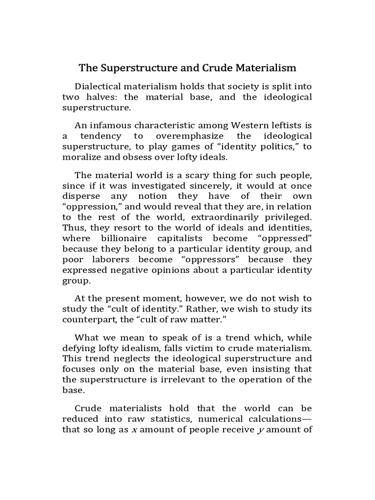 Superstructure and Materialism | PDF | Bourgeoisie | Materialism