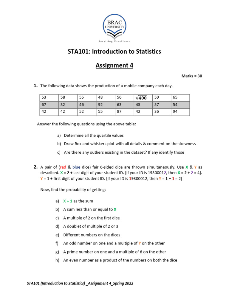Assignment 4 Question | PDF | Probability And Statistics | Statistics