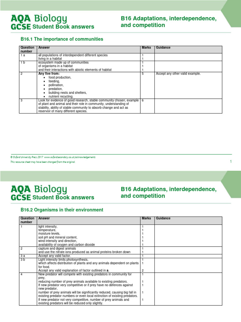 Chapter 16 Answers | PDF | Leaf | Stoma