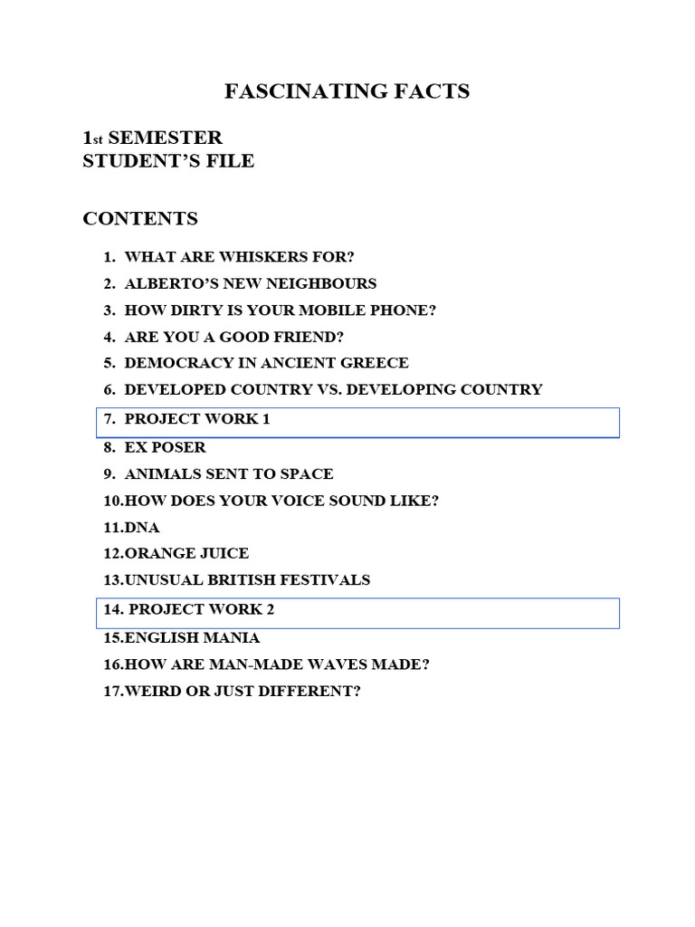 Fascinating Facts - Student's File - 1ST Semester | PDF