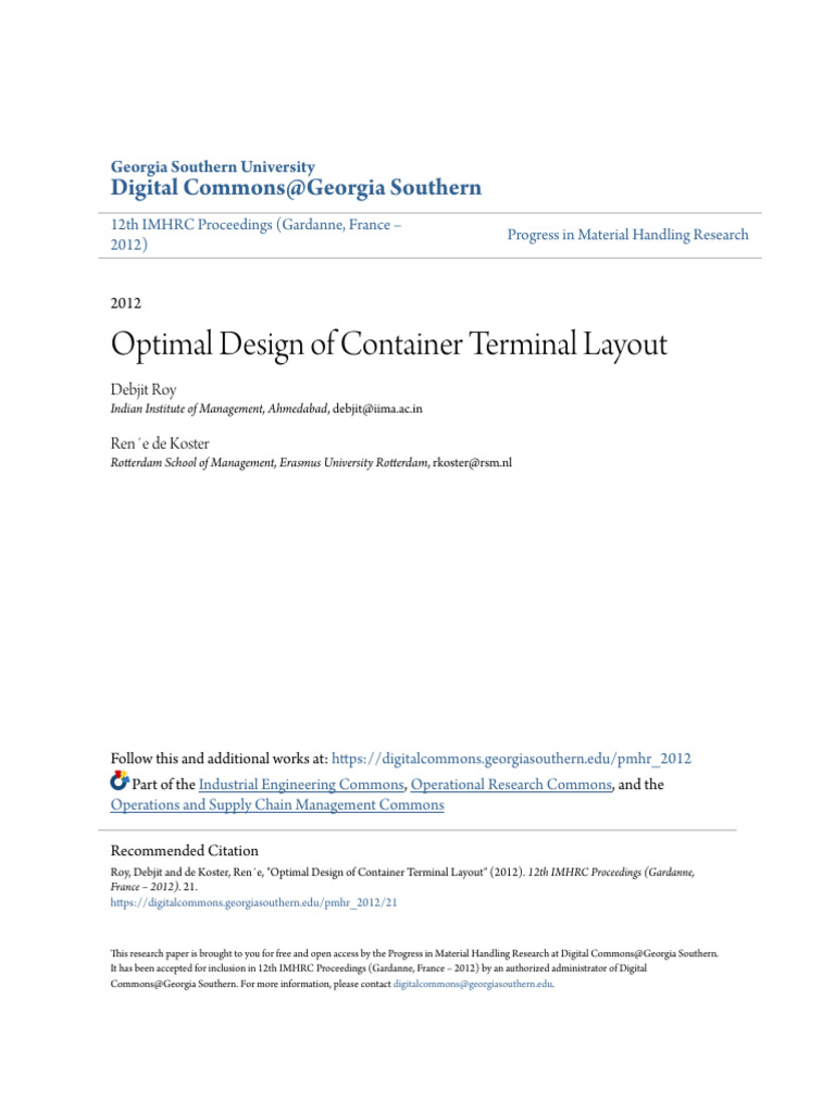 Optimal Design of Container Terminal Layout | PDF | Containerization ... Optimal Design of Container Terminal Layout | PDF | Containerization ...