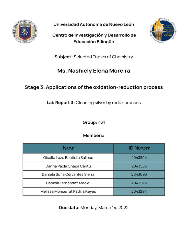 Redox Reaction: Cleaning Silver Lab Report | PDF | Redox | Chemical ...