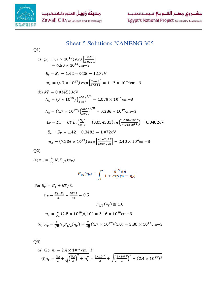Sheet5 - Solutions | PDF | Electrical Engineering | Electronics
