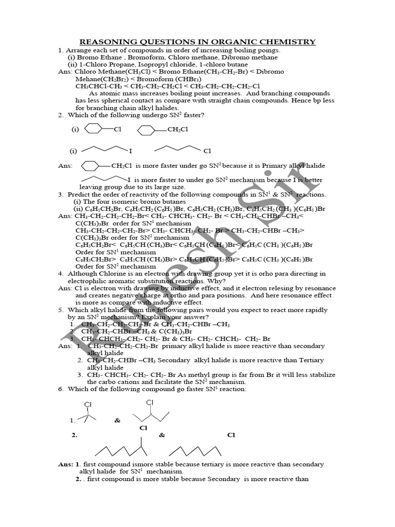 Reasoning Questions in Organic Chemistry | PDF | Amine | Acid