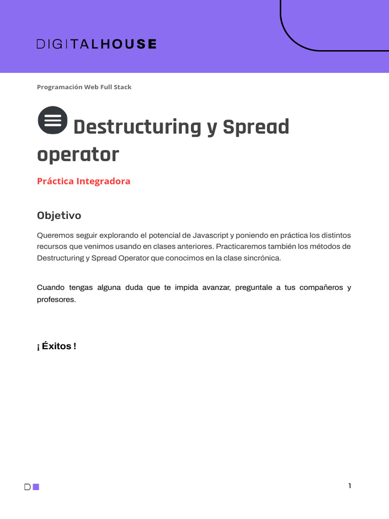 M02c11 Ejercitación Destructuring Spread Operator Pdf Json