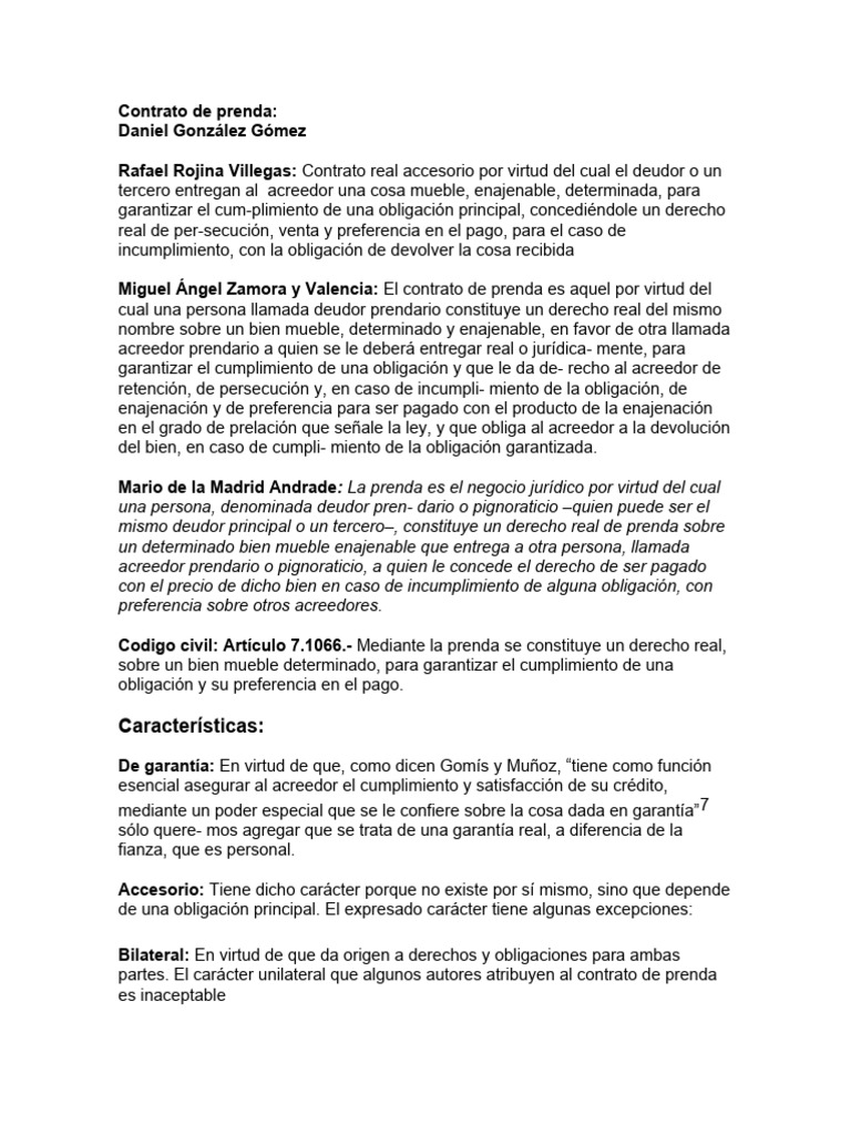 Contrato de prenda | PDF | Pagos | Posesión (Ley)