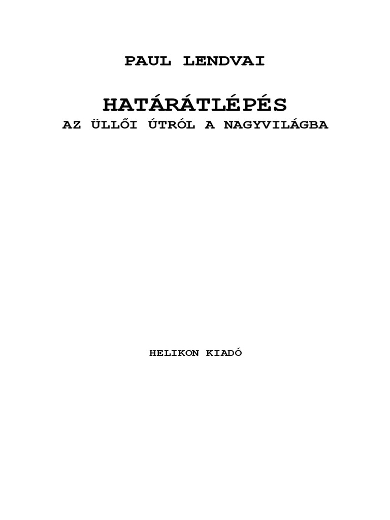 Lendvai, Paul - Határátlépés | PDF