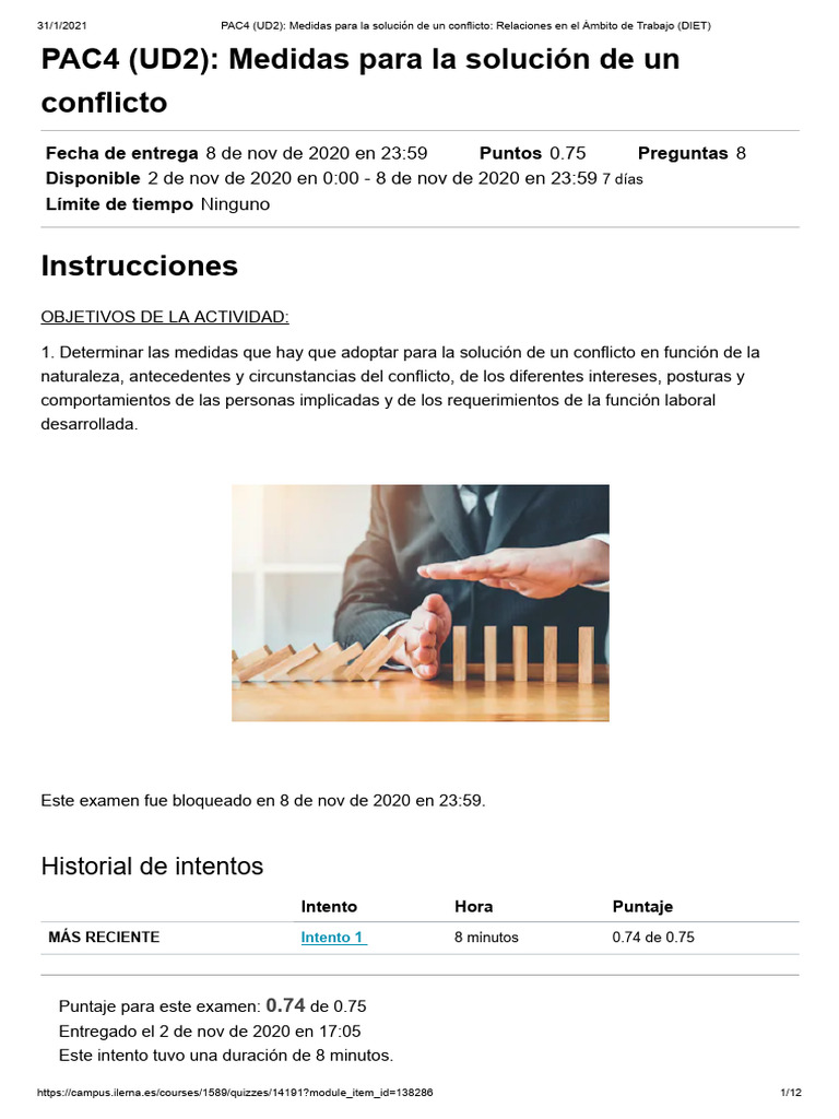 PAC4 (UD2) - Medidas para La Solución de Un Conflicto - Relaciones en El Ámbito de Traba | PDF ...