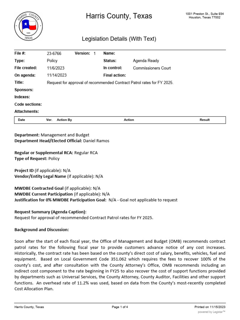 Proposed Changes To Harris County Deputy Contract Program | PDF ...