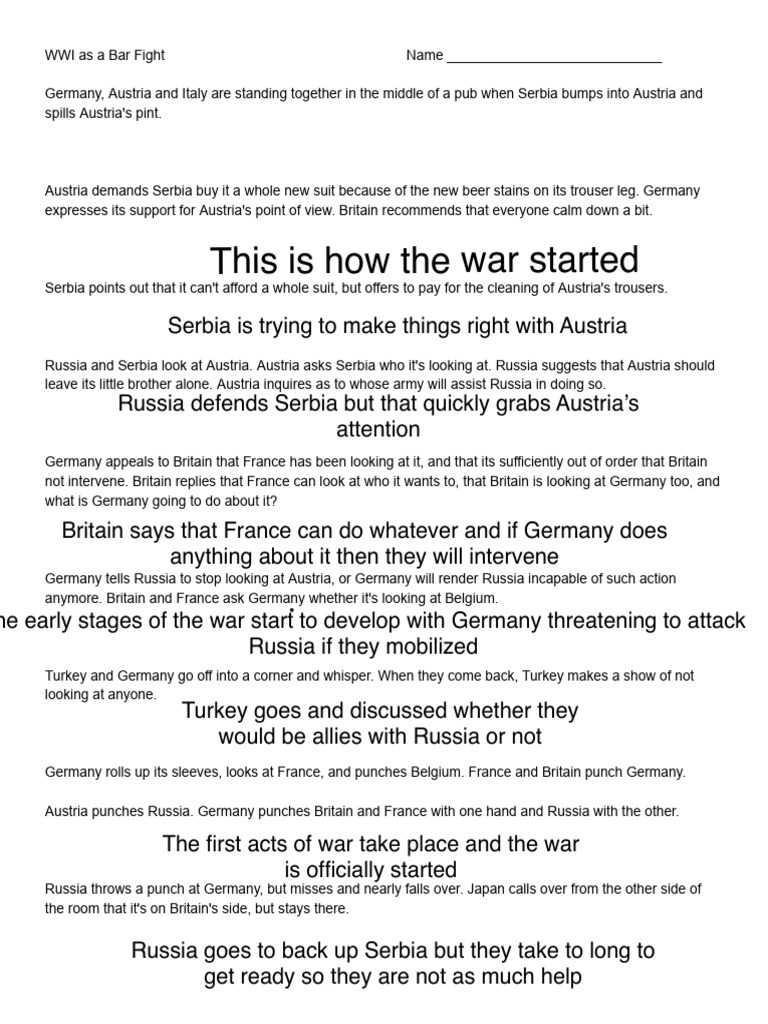 WWI As A Bar Fight | PDF