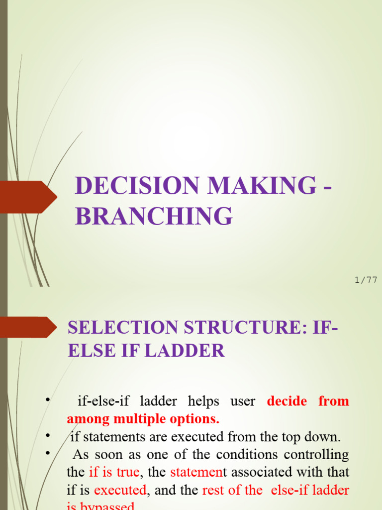 If - Else Ladder | PDF | Teaching Methods & Materials