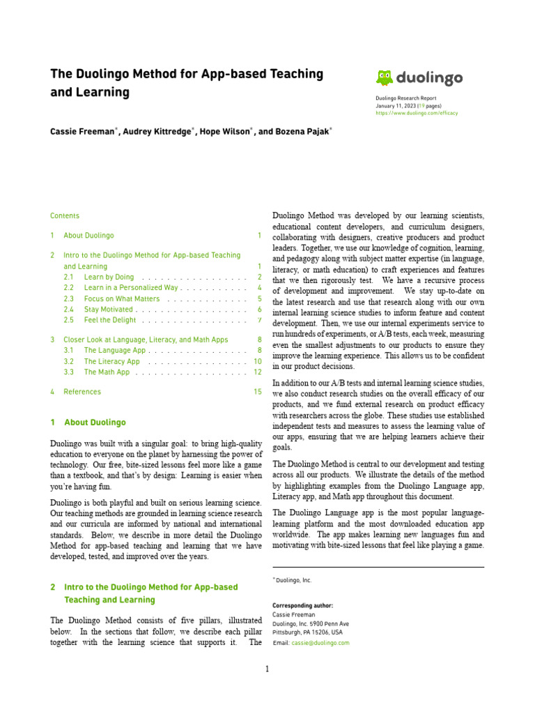 Duolingo Method Whitepaper | PDF | Learning | Embodied Cognition