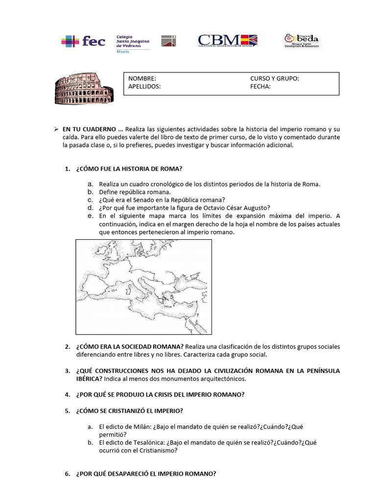 UDH0- Actividades Imperio Romano | PDF