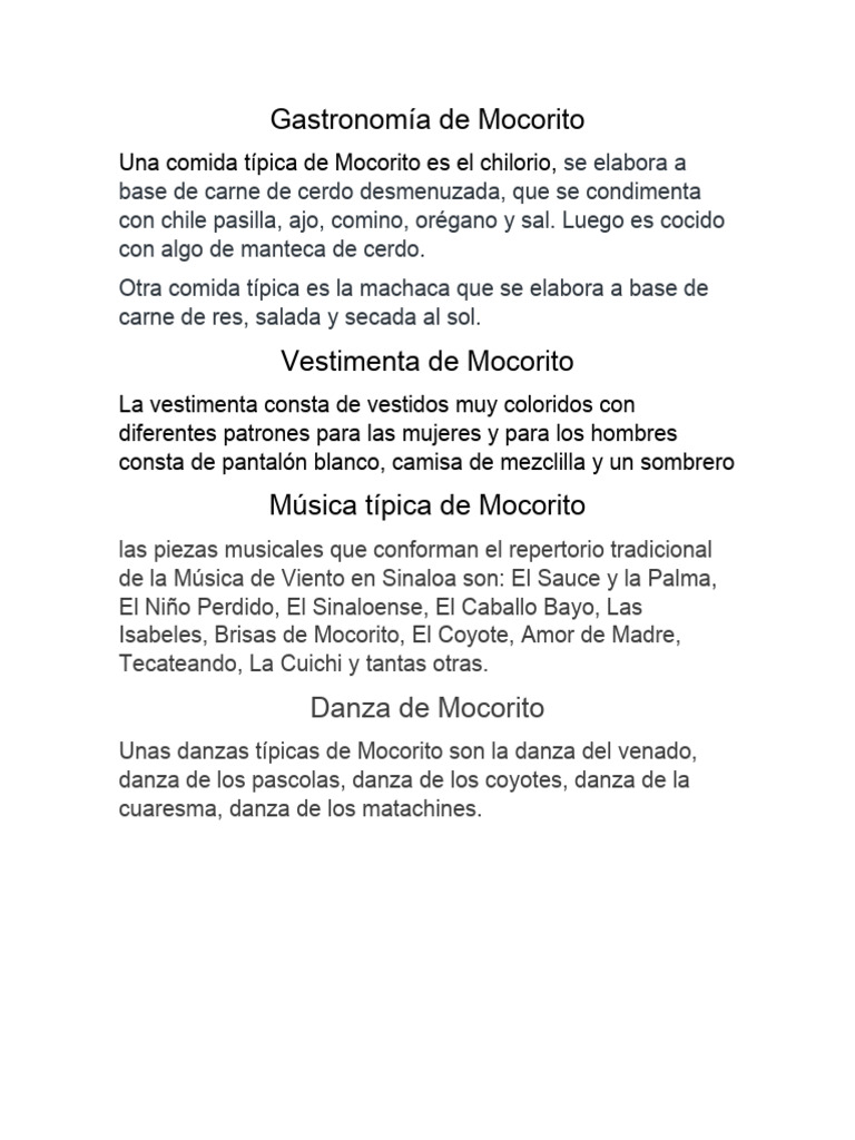 Gastronomía de Mocorito | PDF