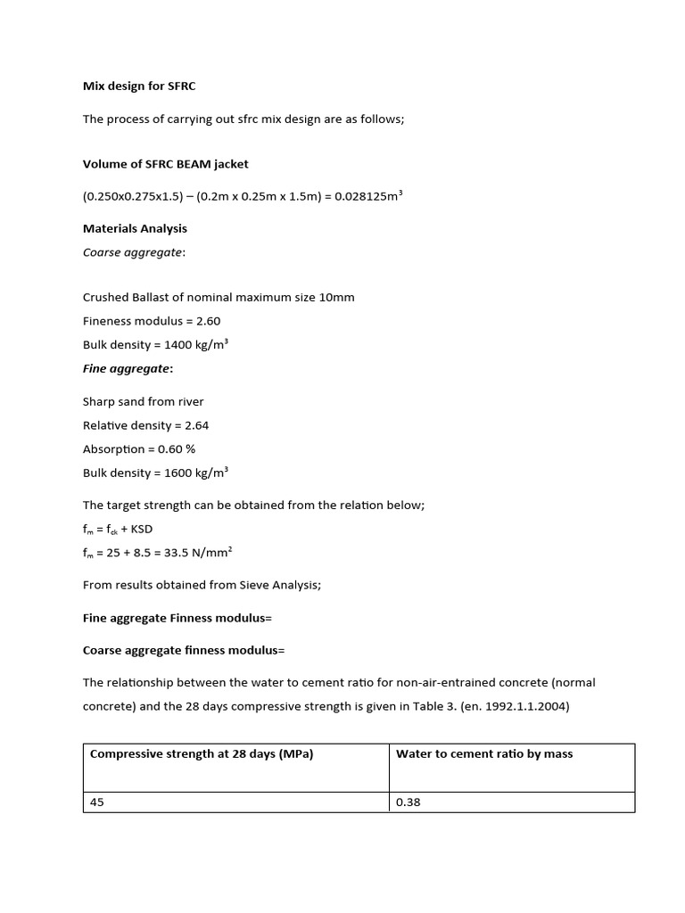Mix Design For SFRC | PDF | Concrete | Construction Aggregate