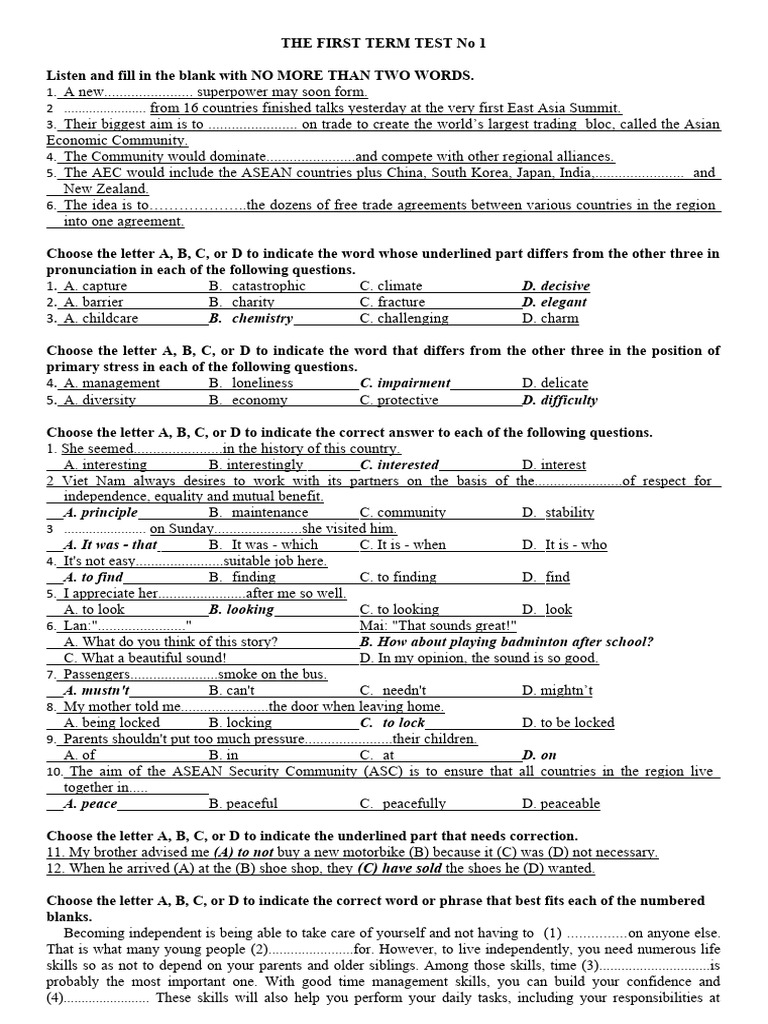 First Term Test Assessment | PDF