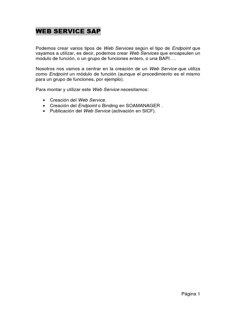 Crear Web Service SAP | Descargar gratis PDF | Red mundial | Internet y web Crear Web Service SAP | Descargar gratis PDF | Red mundial | Internet y web