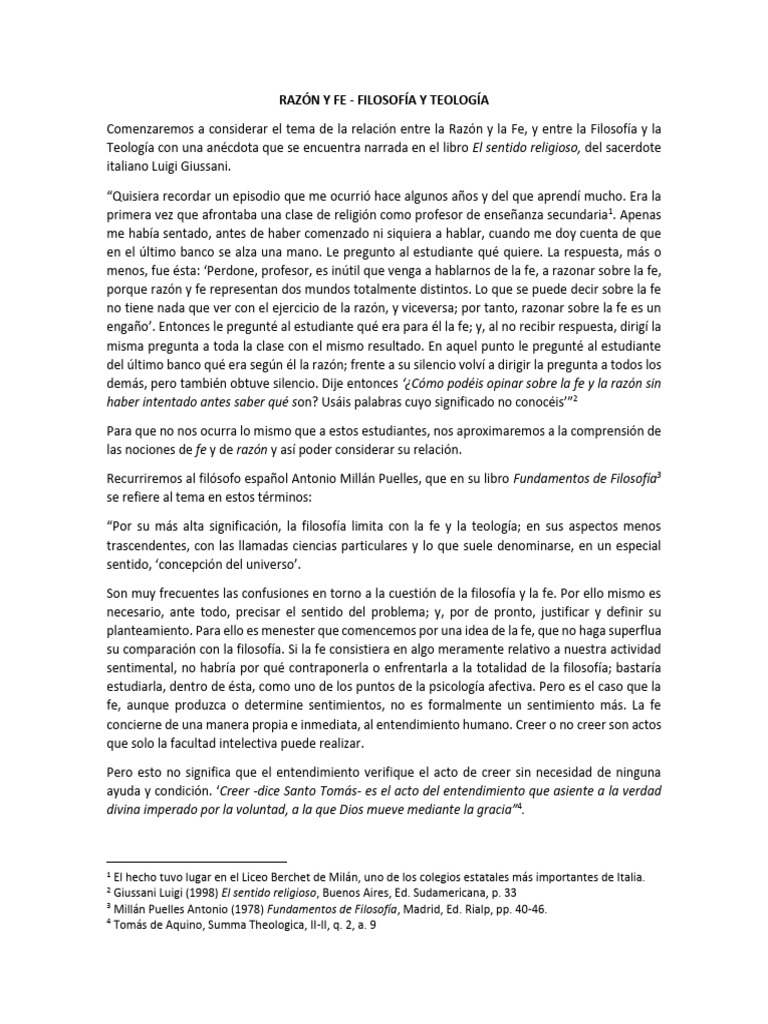 Filosofía, Fe y Teología | PDF | Verdad | Fe