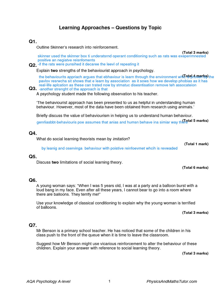 Learning Approaches | PDF | Behaviorism | Learning