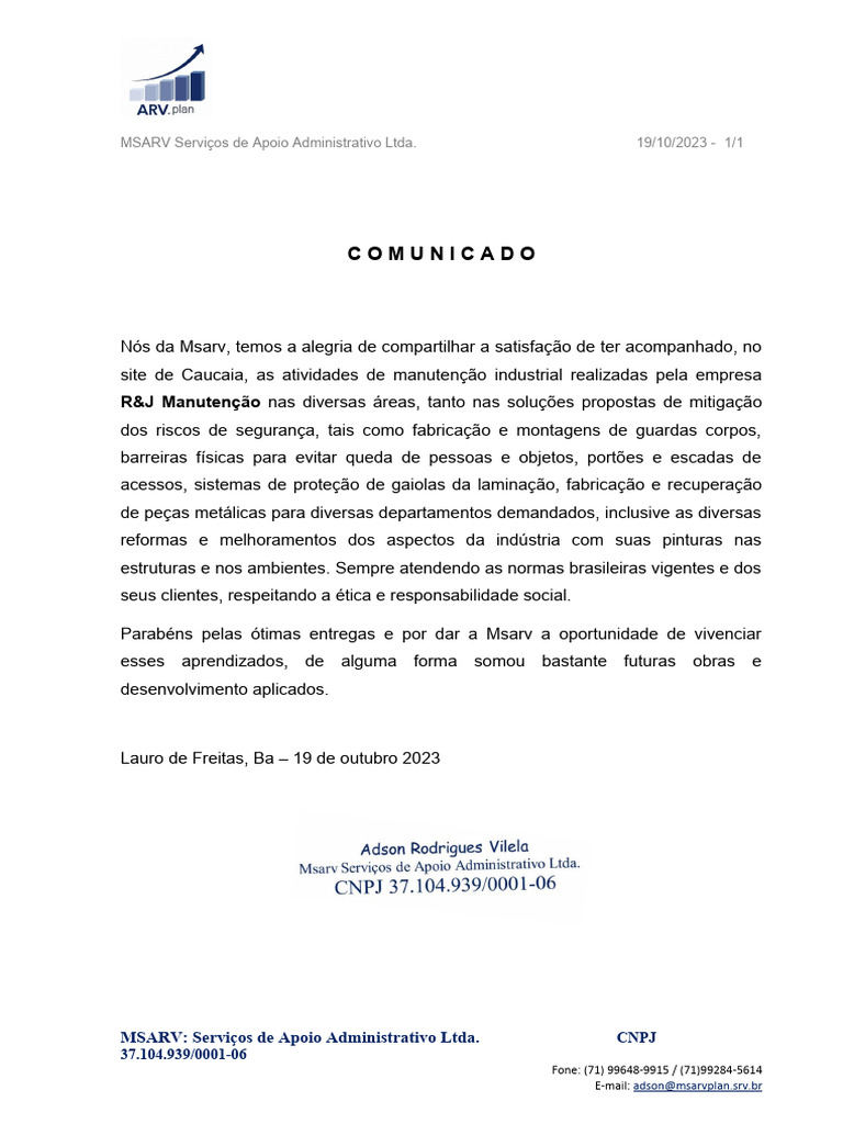 Carta Comunicacao | PDF