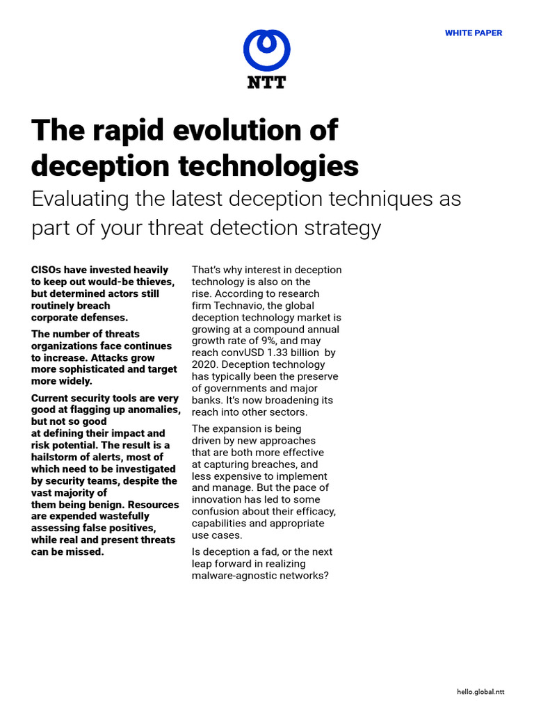 The Rapid Evolution of Deception Technologies - Whitepaper | PDF | Computer Security | Security