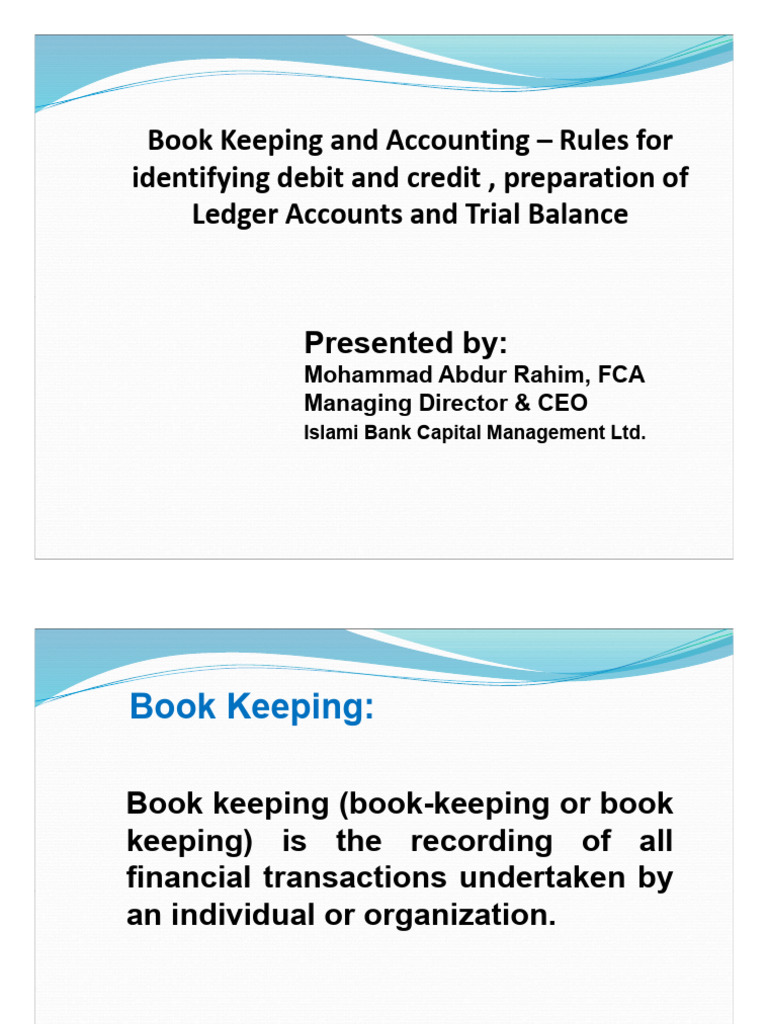Book Keeping and Accounting | PDF | Debits And Credits | Bookkeeping