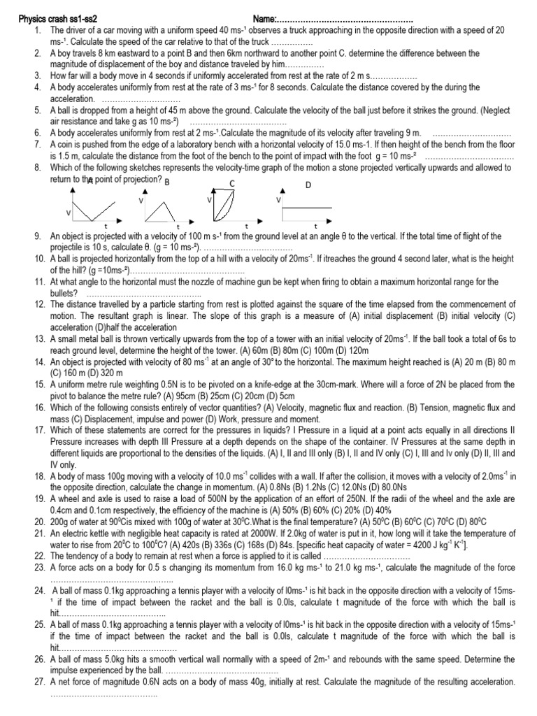 Physics Crash ss1 To ss2 | PDF | Waves | Voltage