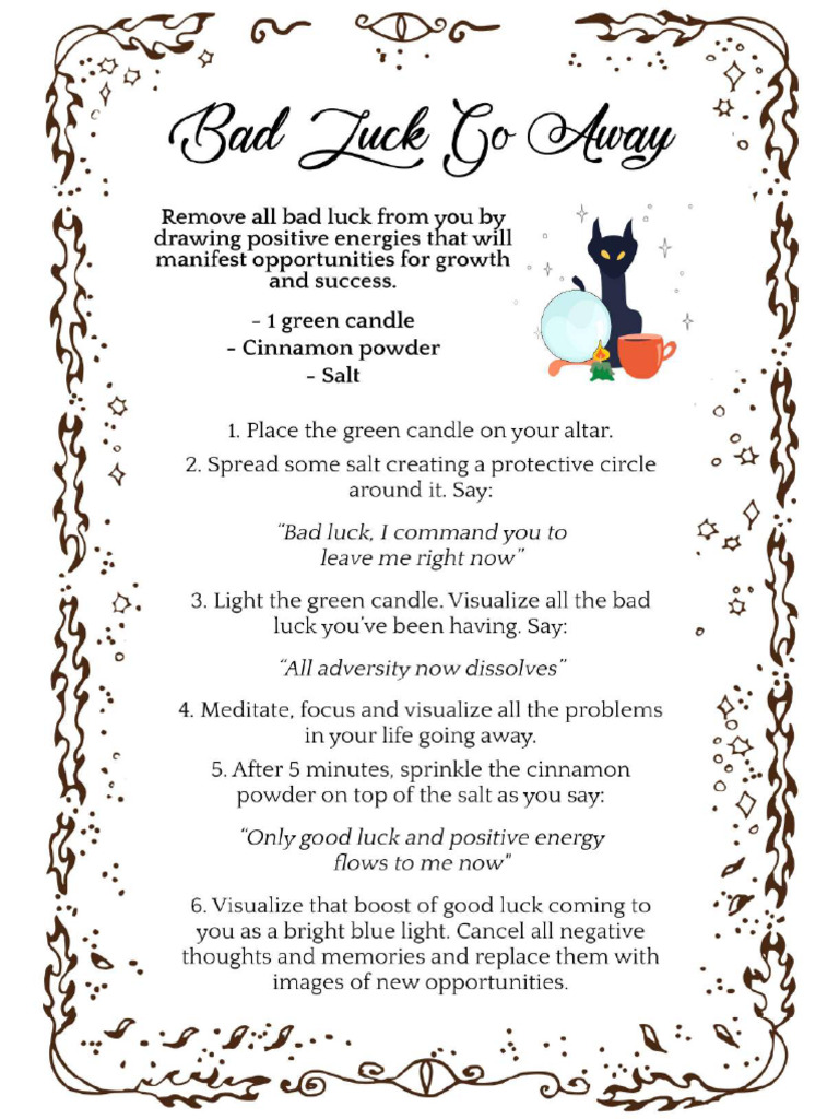 Bad Luck Go Away Spells8 | PDF