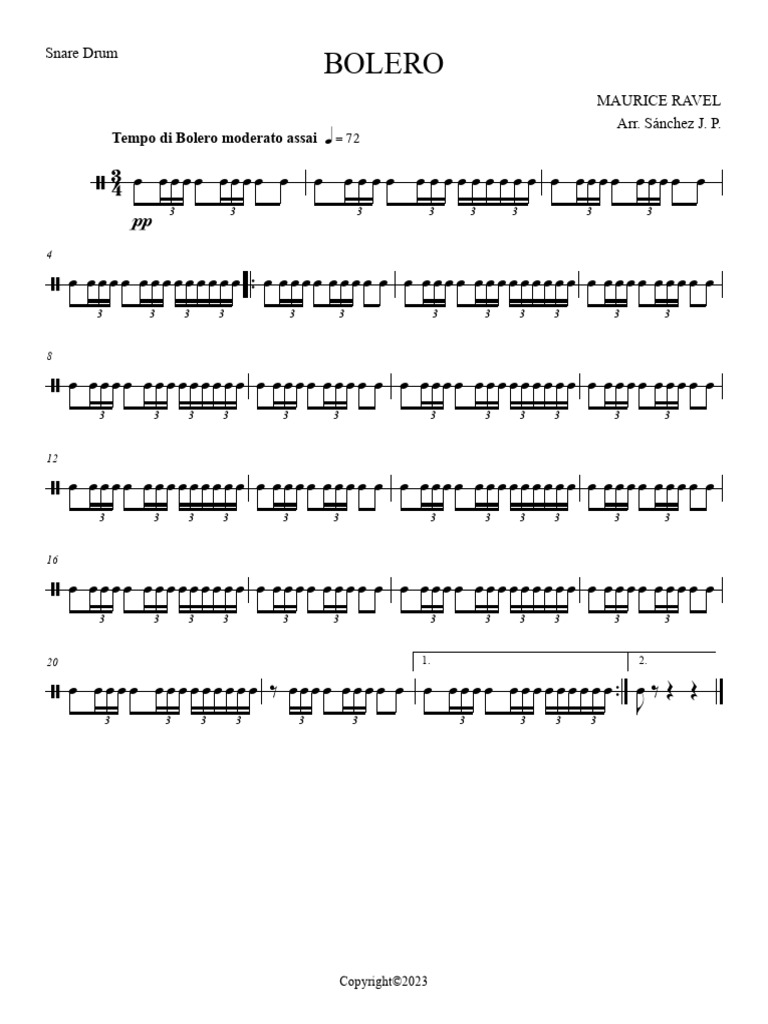 BOLERO Ravel Drum Part | PDF