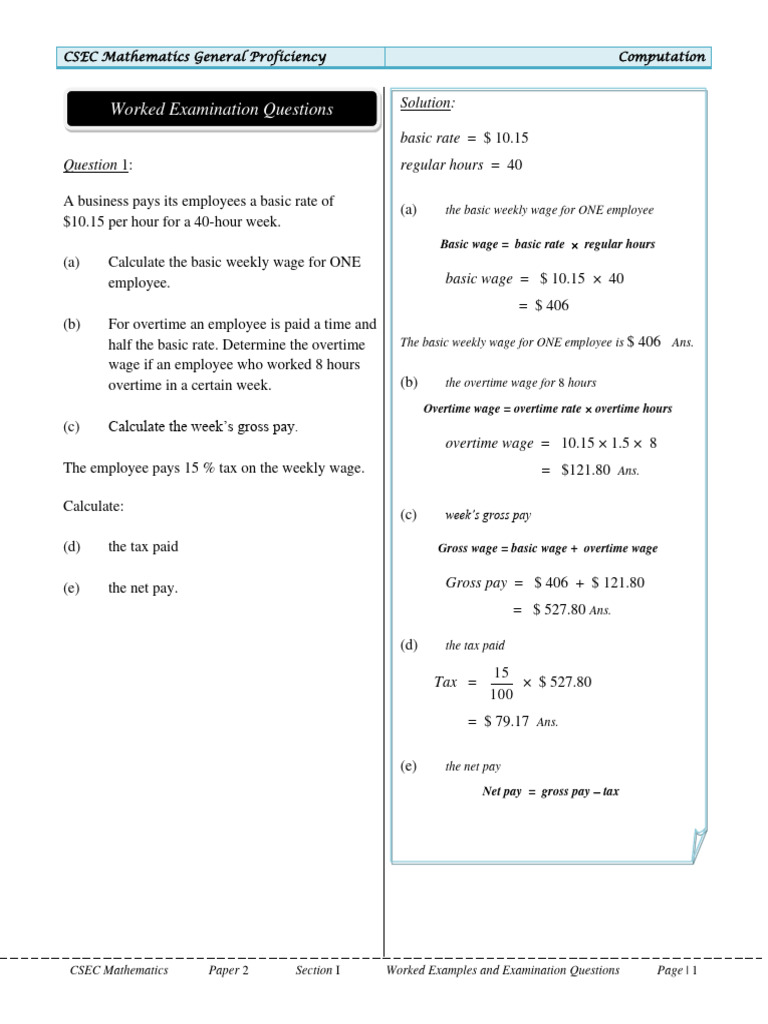 Computation (Worked Examples and Examination Questions) | PDF ...