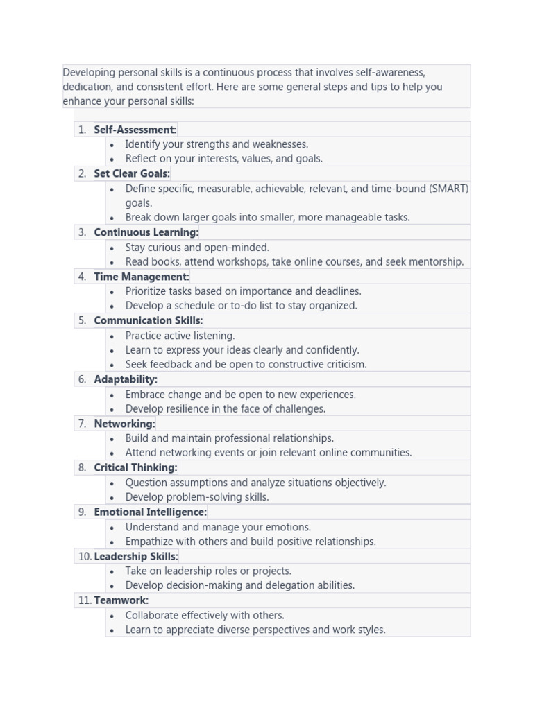 Personal Skills | PDF | Goal | Creativity