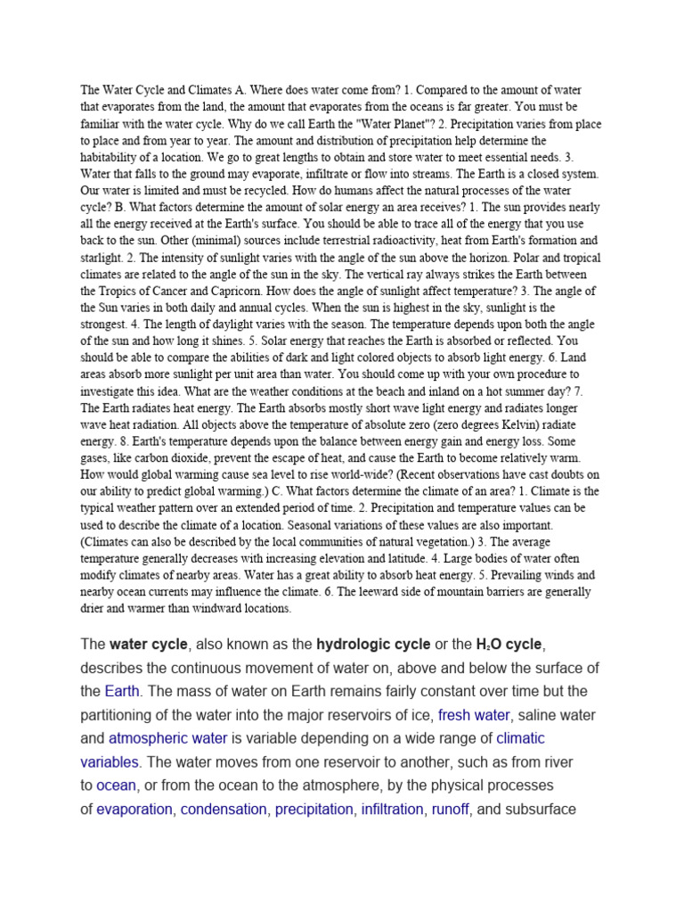 The Water Cycle | PDF | Water Cycle | Water