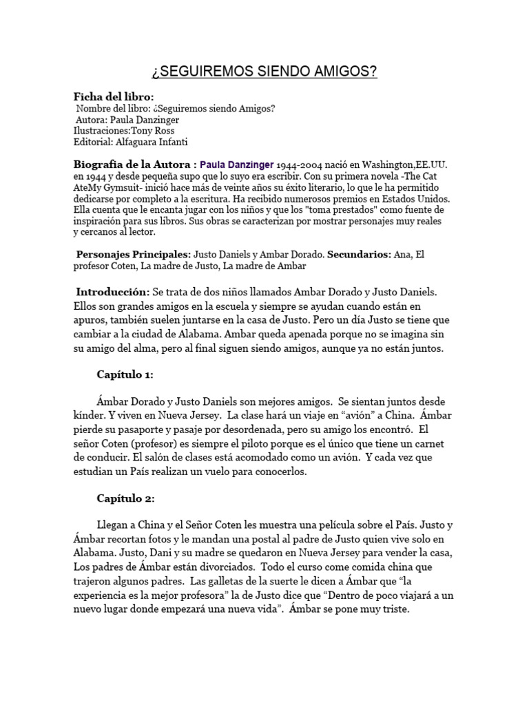 Resumen Libro SEGUIREMOS SIENDO AMIGOS | PDF