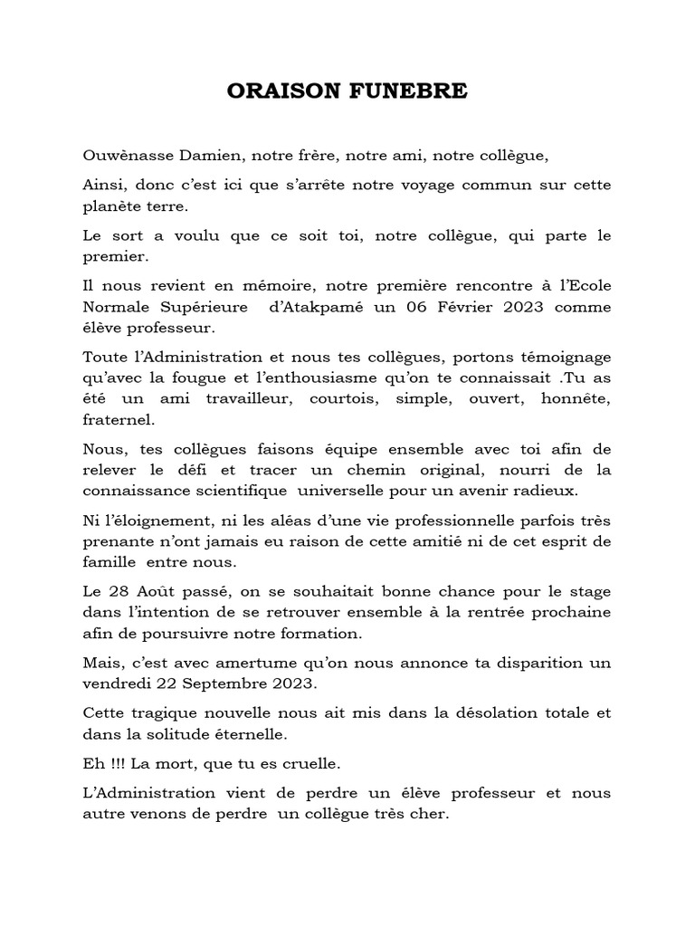 Oraison Funèbre1 | PDF