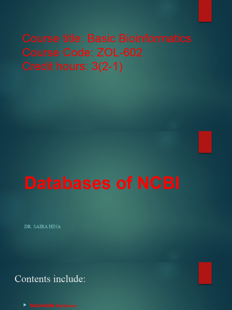 Databases of NCBI | PDF | National Center For Biotechnology Information | Gen Bank