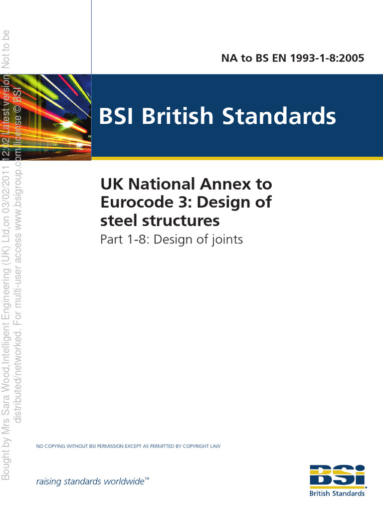 UK National Annex To EN 1993-1-8 - Eurocode 3 - Design of Steel ...