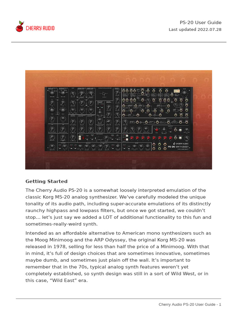 PS-20 User Guide | PDF | Synthesizer | Sound Technology