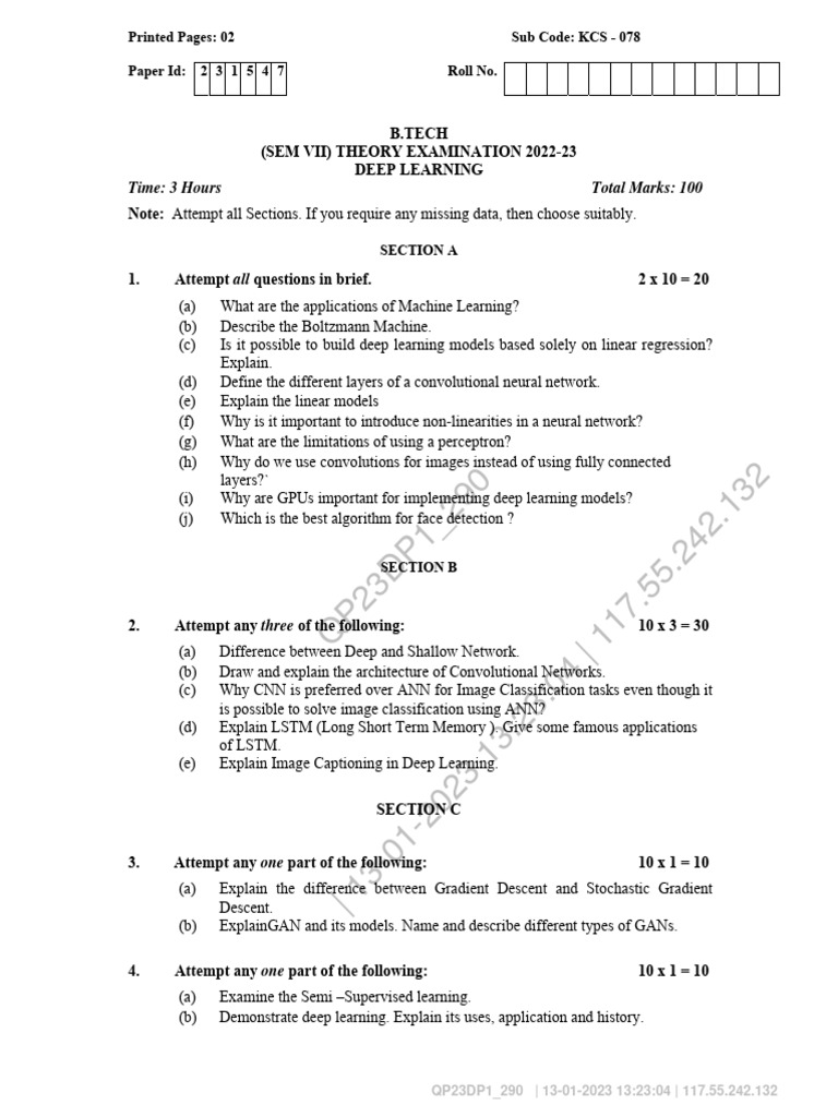 Deep Learning KCS078 | PDF | Deep Learning | Artificial Neural Network