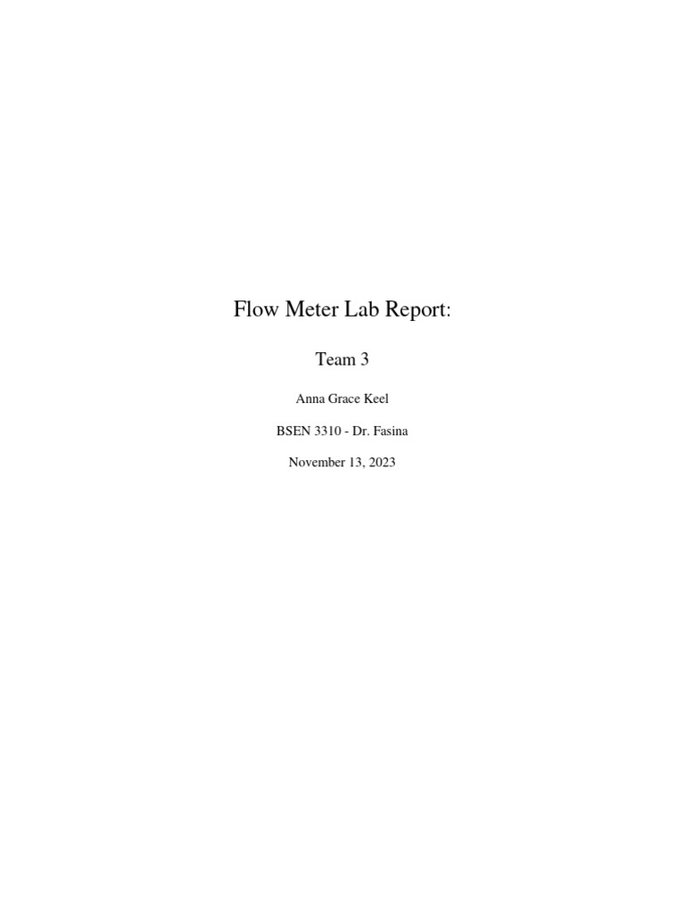 Flow Meter Lab Report Annagracekeel | PDF | Flow Measurement | Civil ...