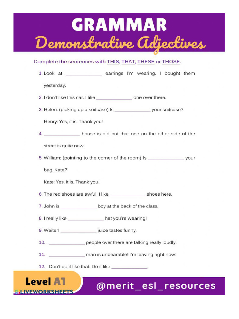 Demonstrative Adjectives | PDF