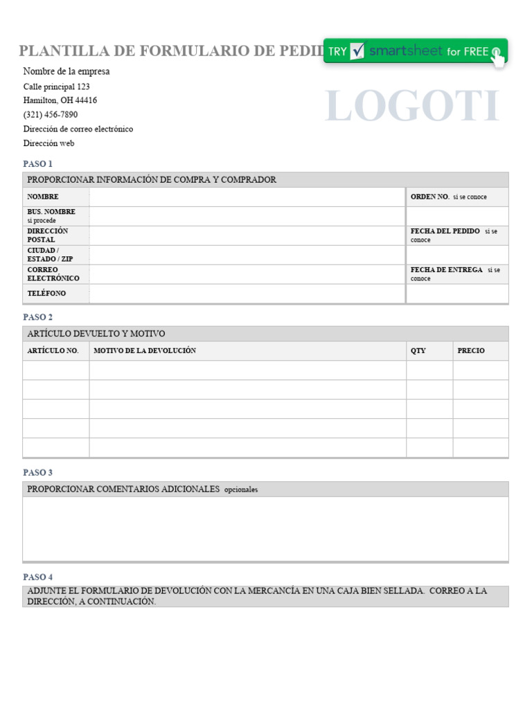 IC-Return-Order-Form-Template-27221_WORD_ES | PDF | Industrias de servicio