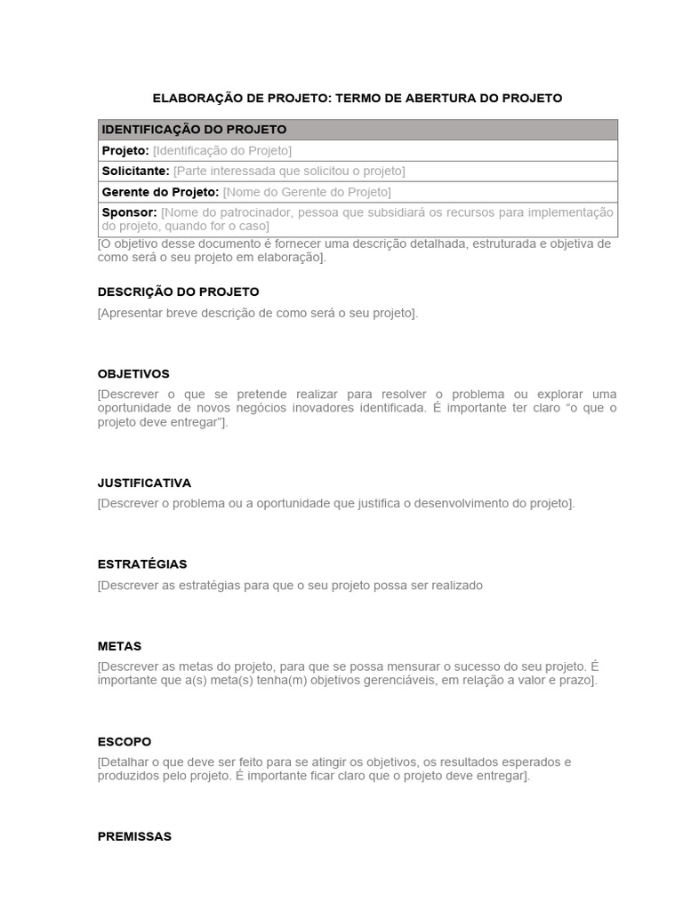 2.+Termo+de+Abertura+Do+Projeto Magno | PDF | Planejamento | Orçamento