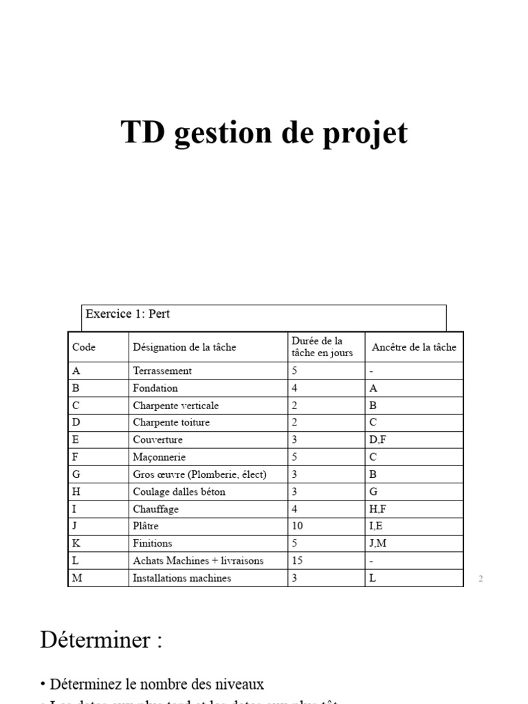 TD Gestion de Projet | PDF
