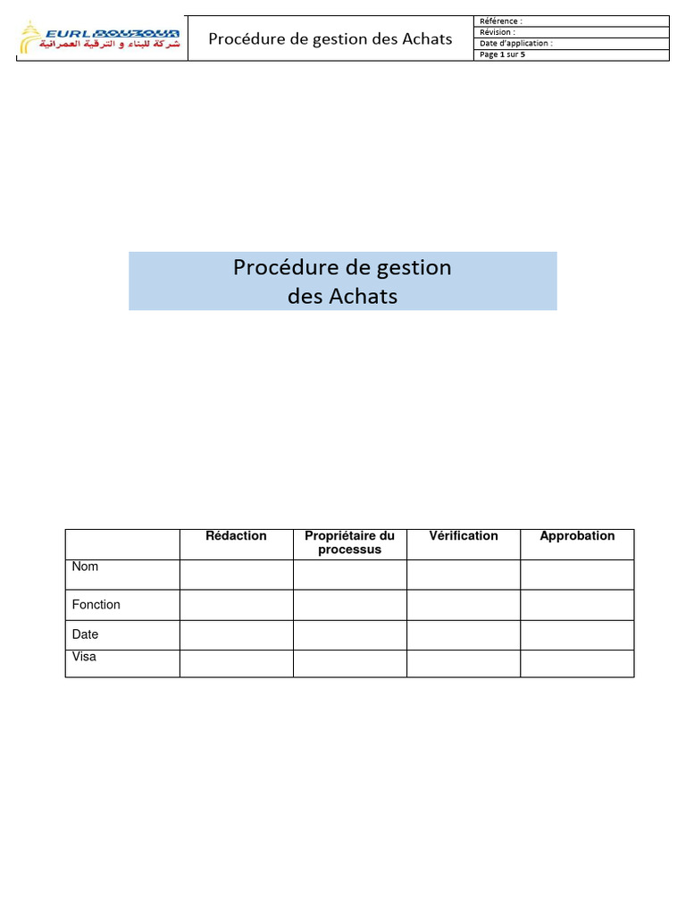 Procédure de Gestion Des Achats | PDF | Facture | Business
