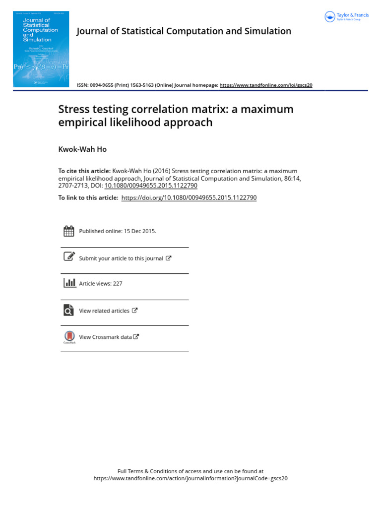 Stress Testing Correlation Matrix A Maximum Empirical Likelihood ... Stress Testing Correlation Matrix A Maximum Empirical Likelihood ...