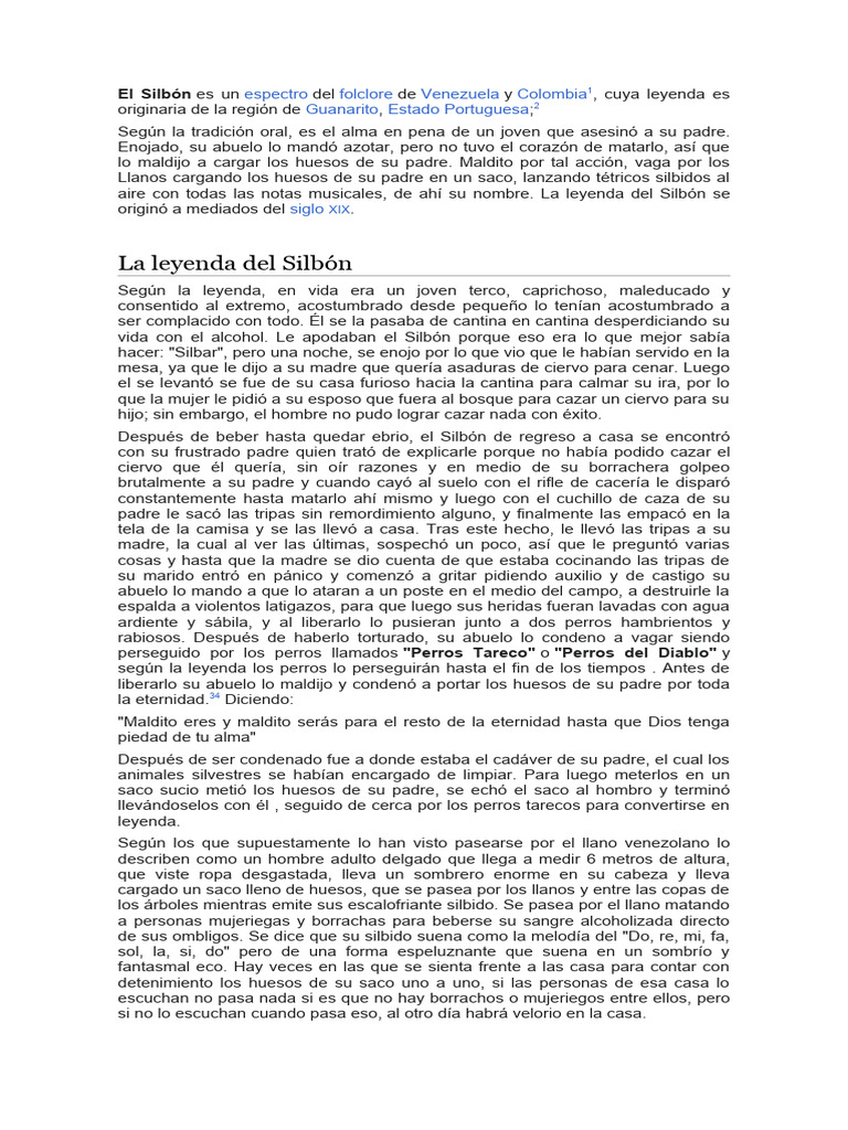 El Silbon | PDF | Criaturas legendarias